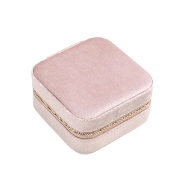 Joyero Cuadrado Rosa Pastel y Detalles en Dorado – Ethereal Shop